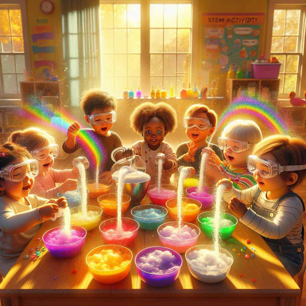 STEM activities for toddlers fizzing rainbows
